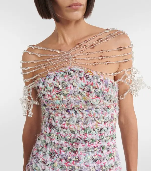 SUSAN FANG Beaded Crochet Minidress