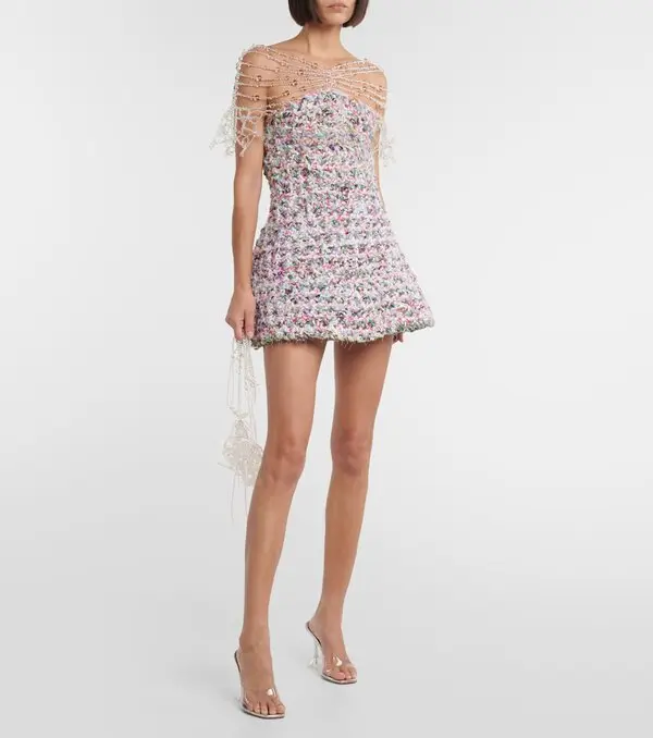 SUSAN FANG Beaded Crochet Minidress
