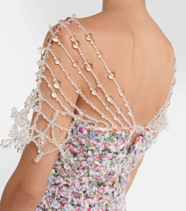 SUSAN FANG Beaded Crochet Minidress