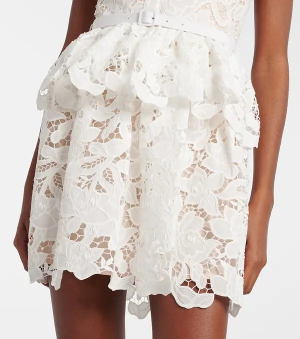 SELF-PORTRAIT Scalloped Tiered Lace Mini Dress