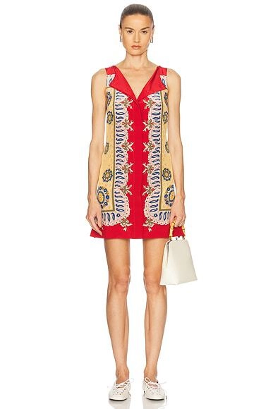 BODE Bricolage Silk Dress - Red Multi