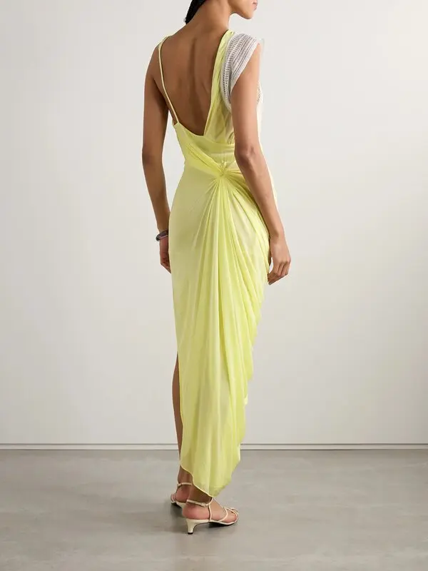 Christopher Esber Galathea Lace-trimmed Draped Mesh Gown