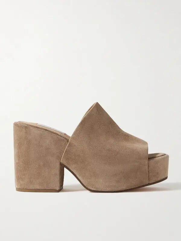 Gabriela Hearst Suede Platform Mules - Neutrals