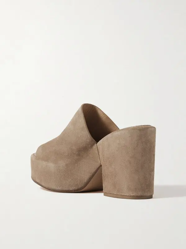 Gabriela Hearst Suede Platform Mules - Neutrals
