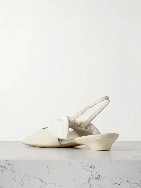 NEOUS Uba Faille And Leather Slingback Flats - Neutrals