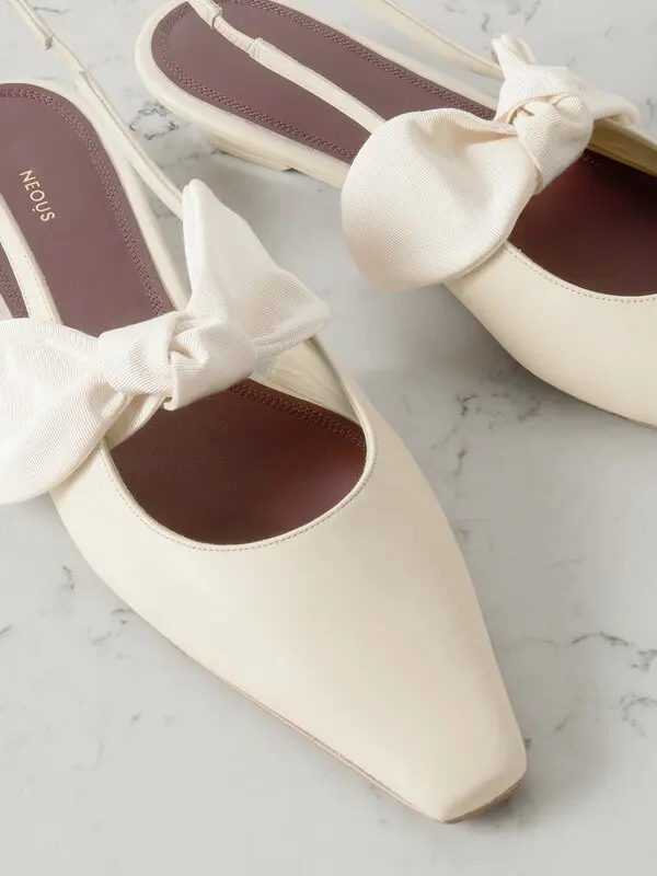 NEOUS Uba Faille And Leather Slingback Flats - Neutrals