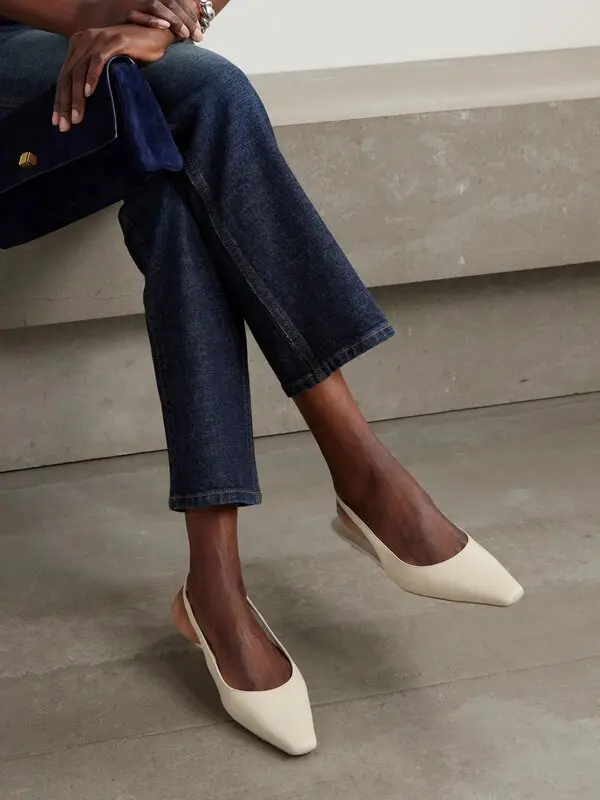 NEOUS Uba Faille And Leather Slingback Flats - Neutrals