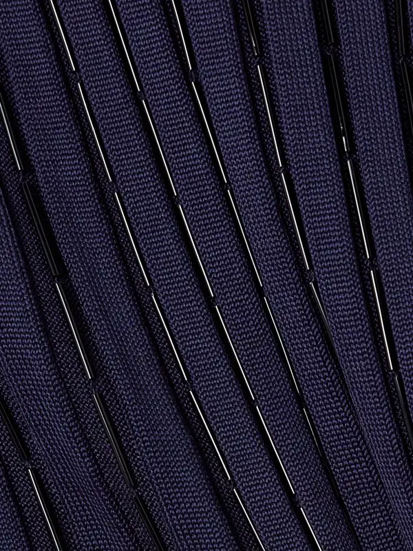 JIL SANDER Bead-embellished Ribbed-knit Maxi Dress - Blue
