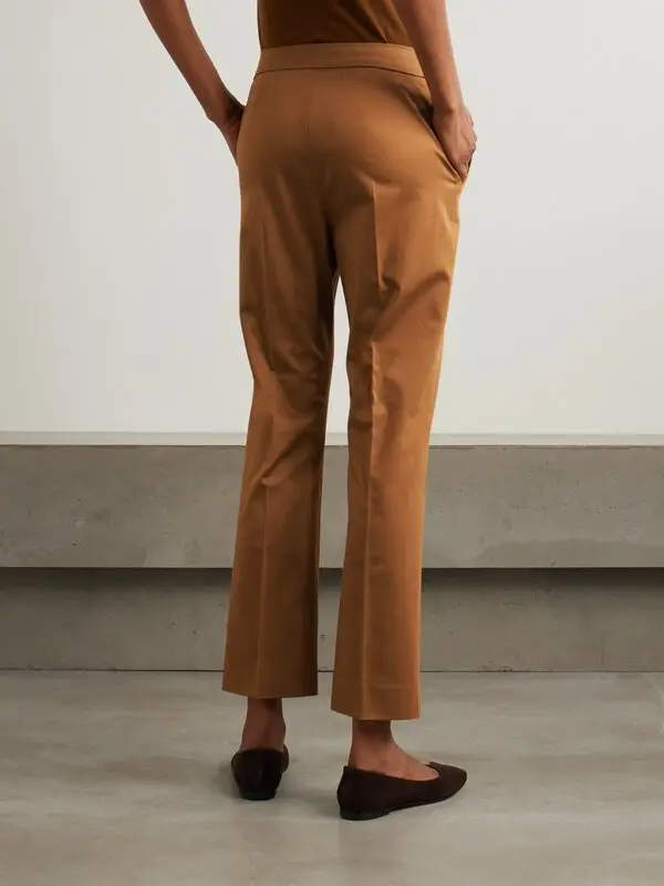 Max Mara Okra Cotton-blend Straight-leg Trousers
