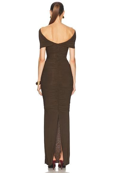 Ronny Kobo Nasha Ruched Jersey Maxi Dress With Front Cut-out - Desert