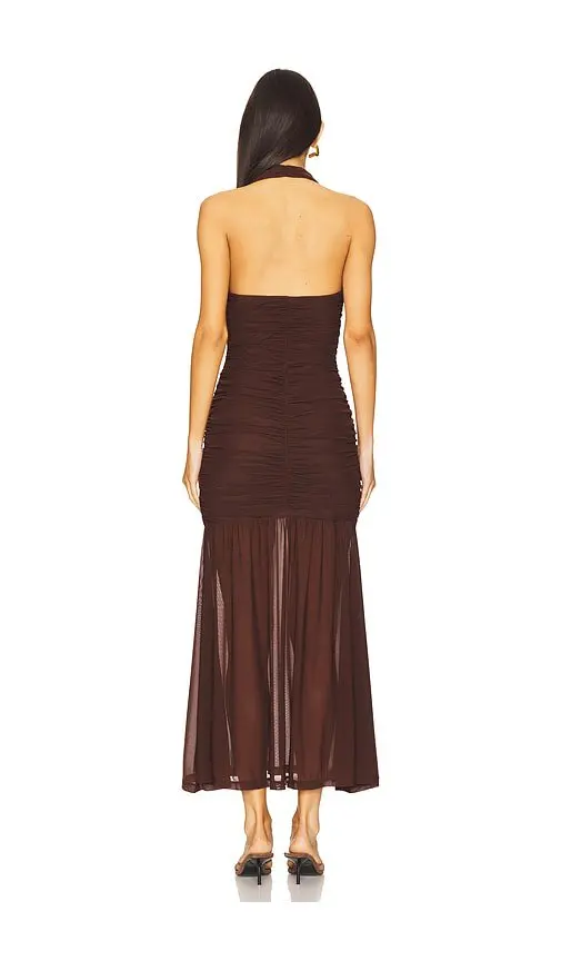 Bardot X Revolve Sephera Halter Mesh Midi Dress - Chocolate