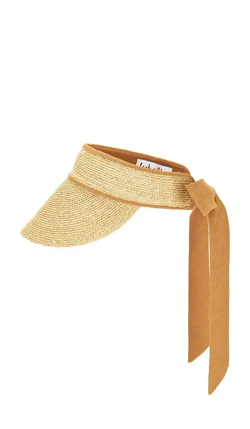 Lack Of Color Raffia And Linen Visor With Tie Detail