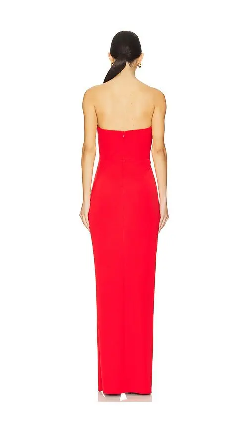 Katie May Strapless Side Slit Gown - Red