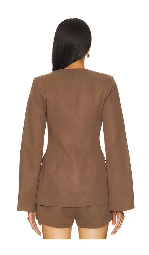 SNDYS. Emilie Fitted Blazer With Gold-tone Button Closure - Brown