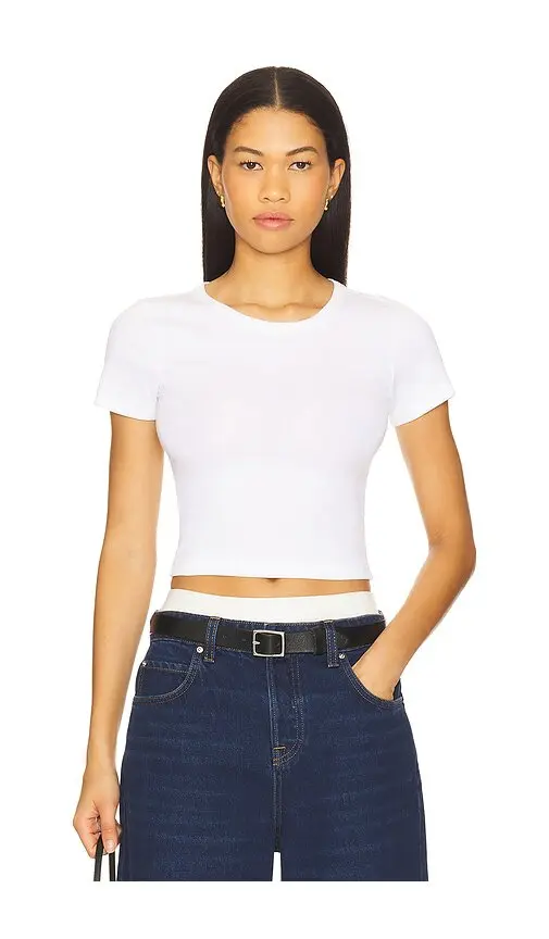 GRLFRND Cropped Ribbed Jersey T-shirt