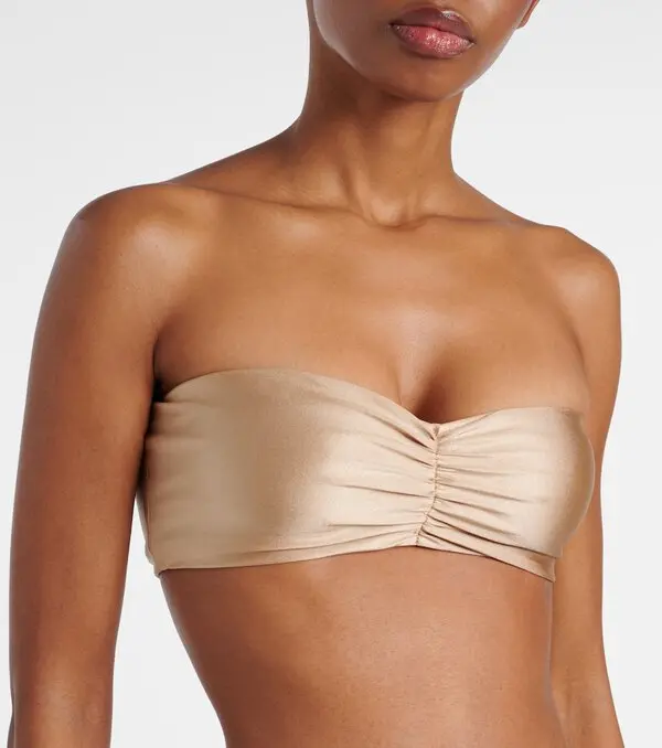 Jade Swim Ava Ruched Bikini Top - Beige
