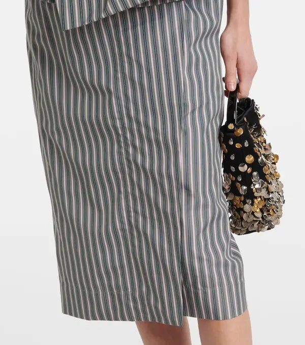 Dries Van Noten Striped Cotton Poplin Midi Skirt