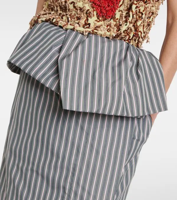 Dries Van Noten Striped Cotton Poplin Midi Skirt