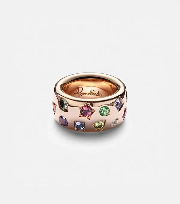 Pomellato Iconica Large Ring In 18kt Rose Gold With Mixed Gemstones - Multicoloured