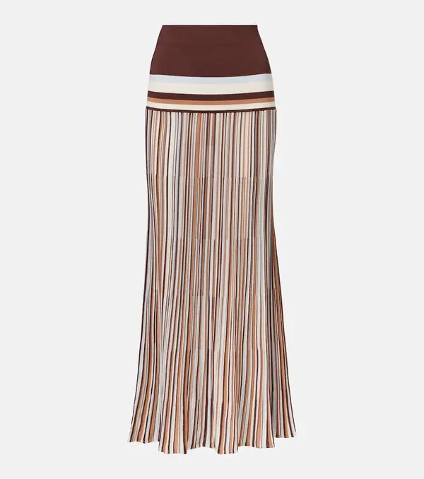 Faithfull The Brand Citara Striped Cotton-blend Maxi Skirt - Brown