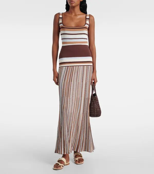 Faithfull The Brand Citara Striped Cotton-blend Maxi Skirt