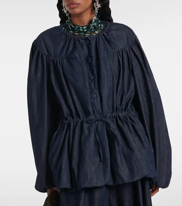 Dries Van Noten Gathered Denim Blouse
