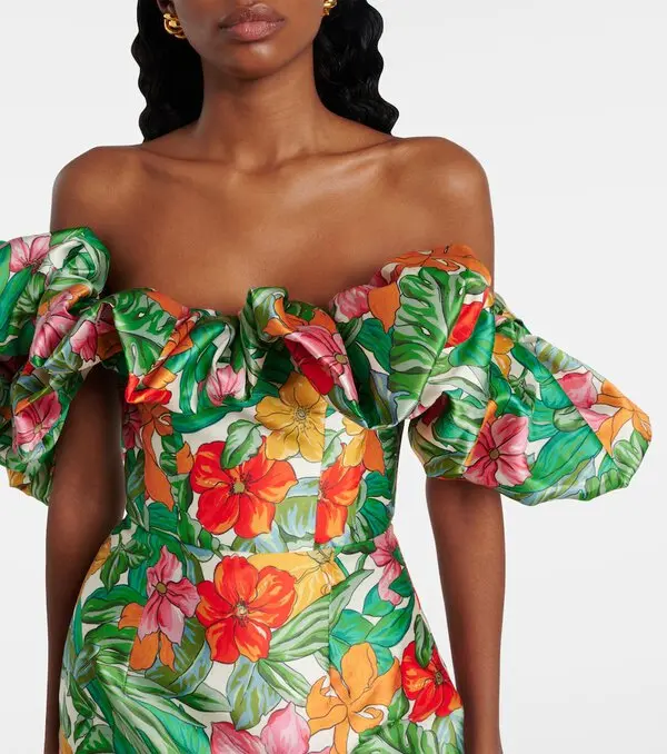 ALEMAIS Printed Off-shoulder Maxi Dress