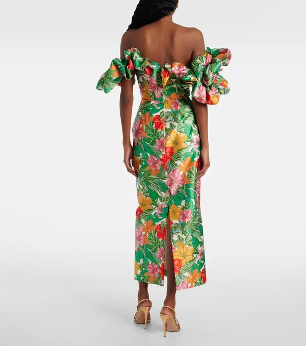 ALEMAIS Printed Off-shoulder Maxi Dress