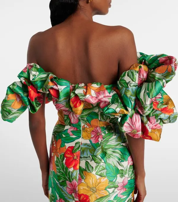 ALEMAIS Printed Off-shoulder Maxi Dress