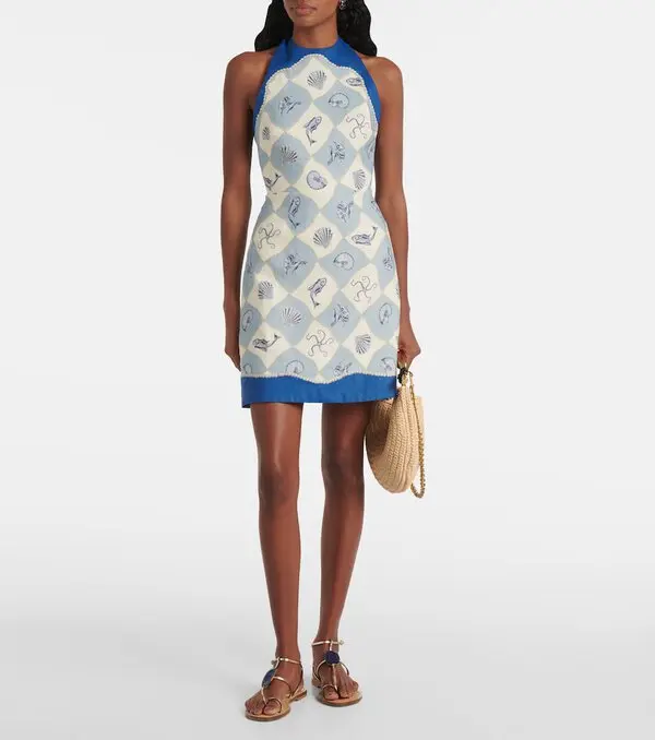 ALEMAIS Pia Printed Linen Mini Dress