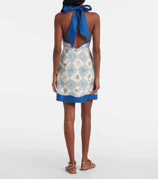 ALEMAIS Pia Printed Linen Mini Dress