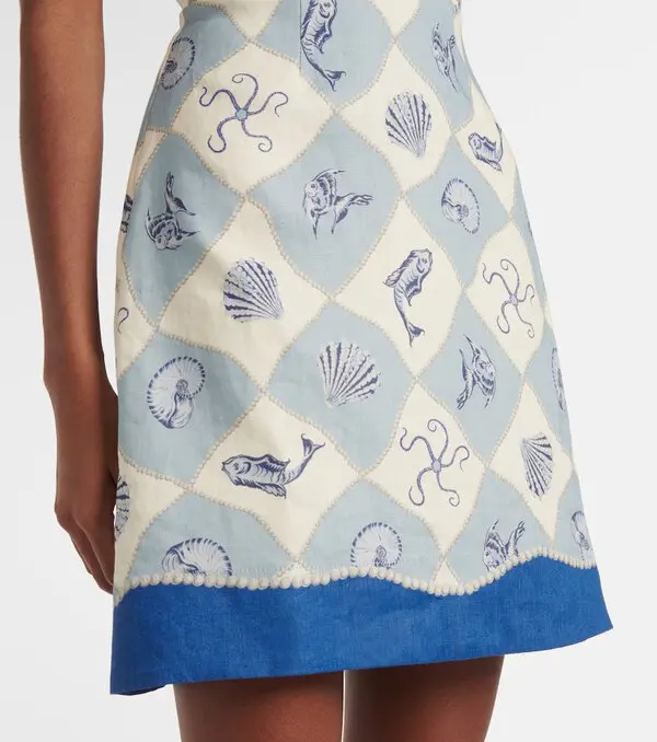 ALEMAIS Pia Printed Linen Mini Dress