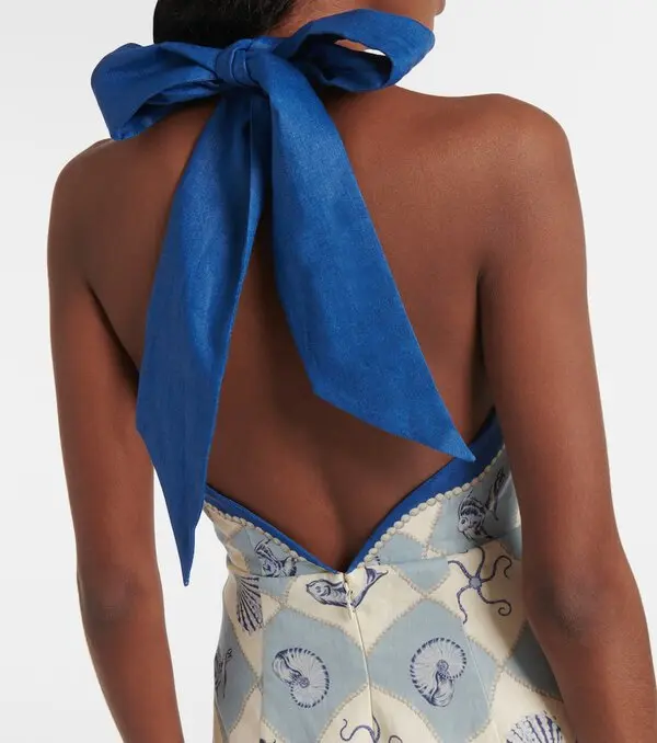 ALEMAIS Pia Printed Linen Mini Dress