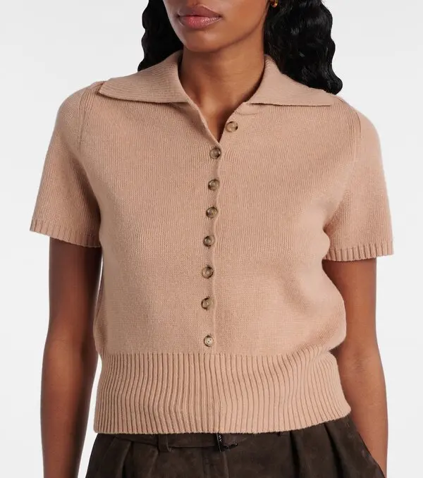 Magda Butrym Knitted Cotton-blend Top With Collared Neckline