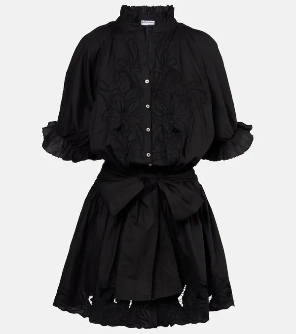 JULIET DUNN Embroidered Cotton Poplin Minidress
