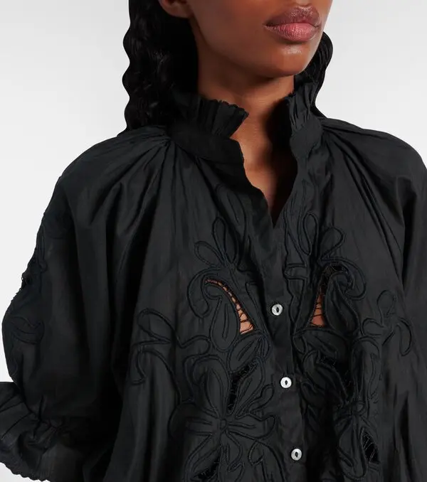 JULIET DUNN Embroidered Cotton Poplin Minidress