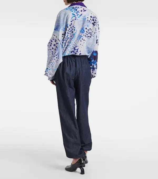 Dries Van Noten Indigo Denim Straight Leg Pants - Blue
