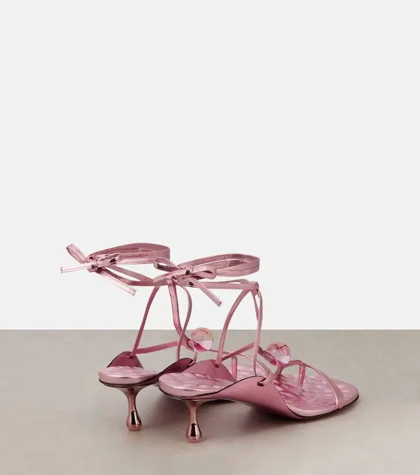 JIMMY CHOO Zyra 50 Metallic Leather Sandals - Pink