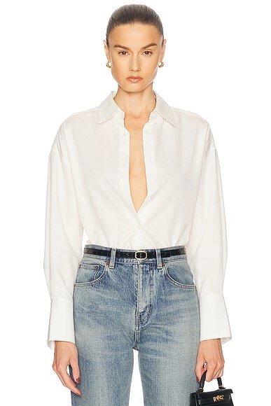 Renggli Boxy Long Sleeve Button Up Top - Bone