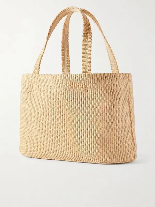 JIMMY CHOO Avenue Logo-embroidered Raffia Tote Bag - Neutrals