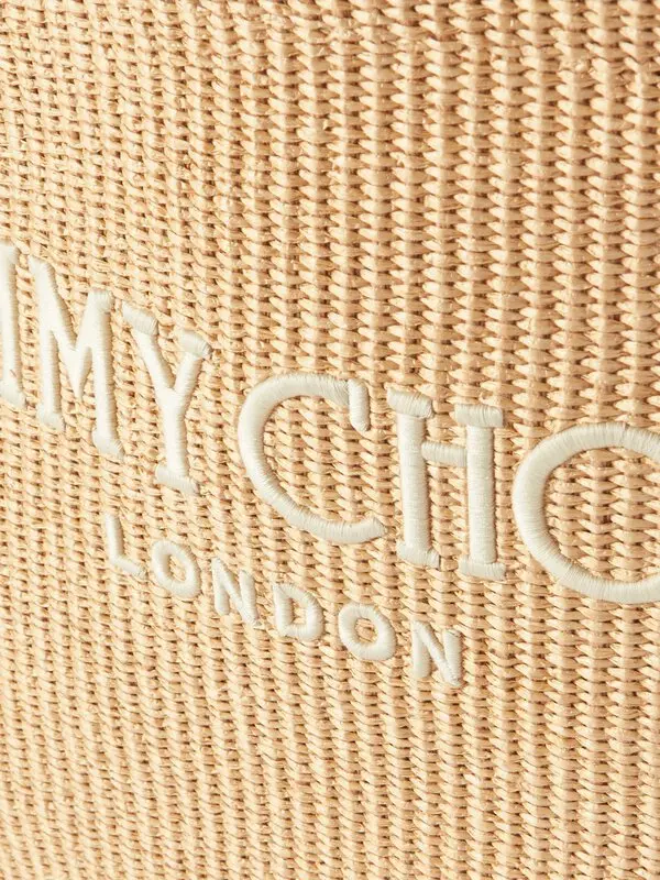 JIMMY CHOO Avenue Logo-embroidered Raffia Tote Bag - Neutrals