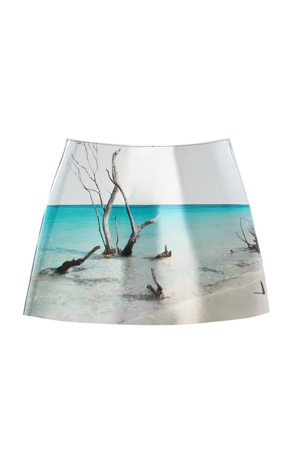 Prada Printed Leather Mini Skirt - Silver