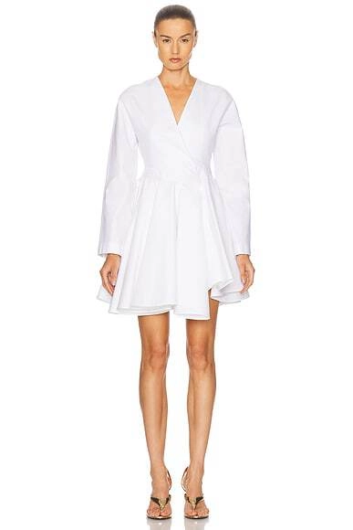 Alaïa Asymmetrical Pleated Poplin Dress - Blanc