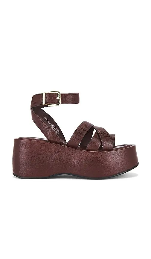 Free People Hazel Flatform Sandals With Buckle Ankle Closure - Brown