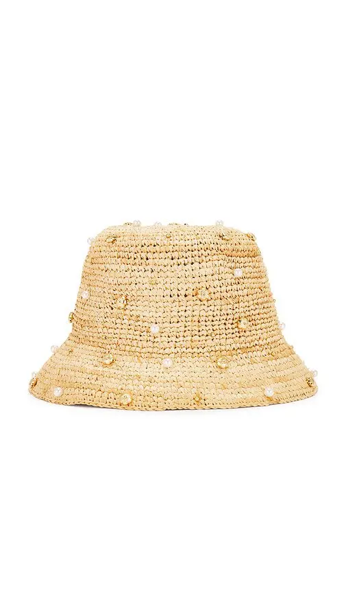 NIKKI BEACH Raffia Embellished Bucket Hat