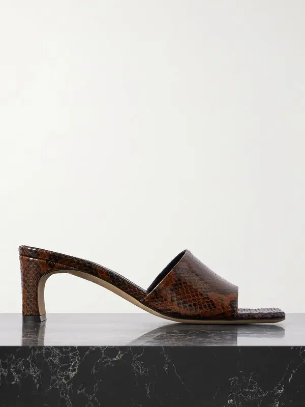 AeydĒ Jeanie Snake-effect Leather Mules - Brown