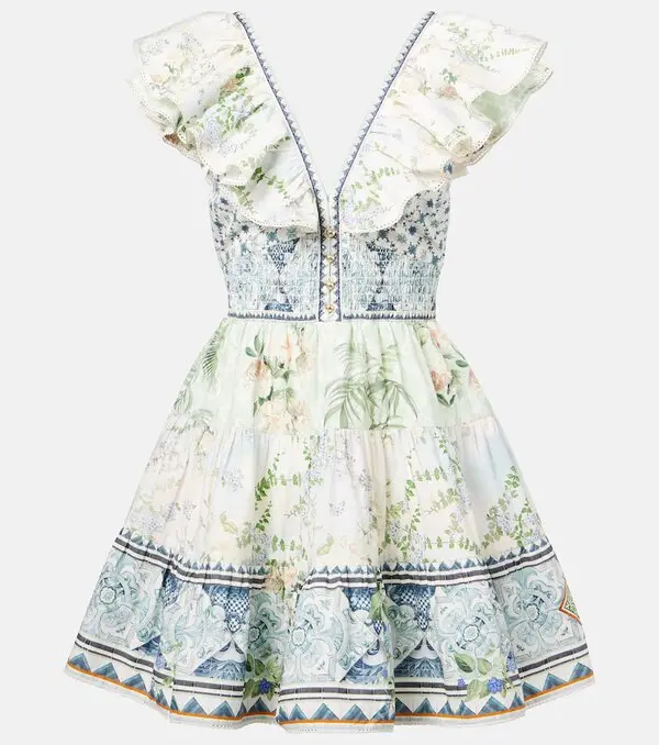 Camilla Crystal-embellished Cotton Minidress - Multicoloured