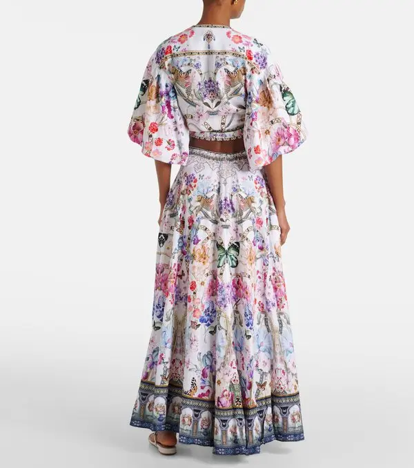 Camilla Embellished Linen Maxi Skirt