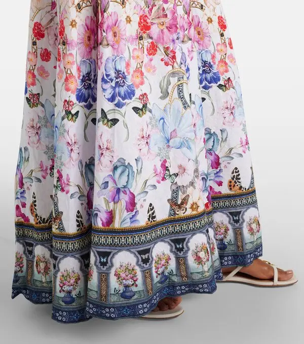 Camilla Embellished Linen Maxi Skirt