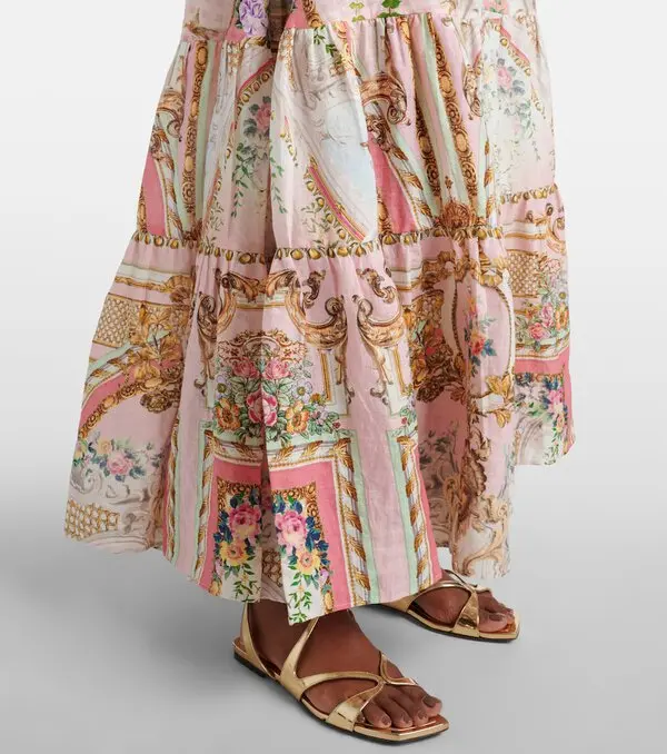Camilla Tiered Maxi Dress In Lisbon Lullaby Print - Multicoloured